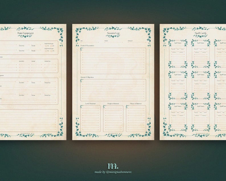 Dnd 5e Character Sheet Journal Printable | Poison Ivy Toxin Edition ...