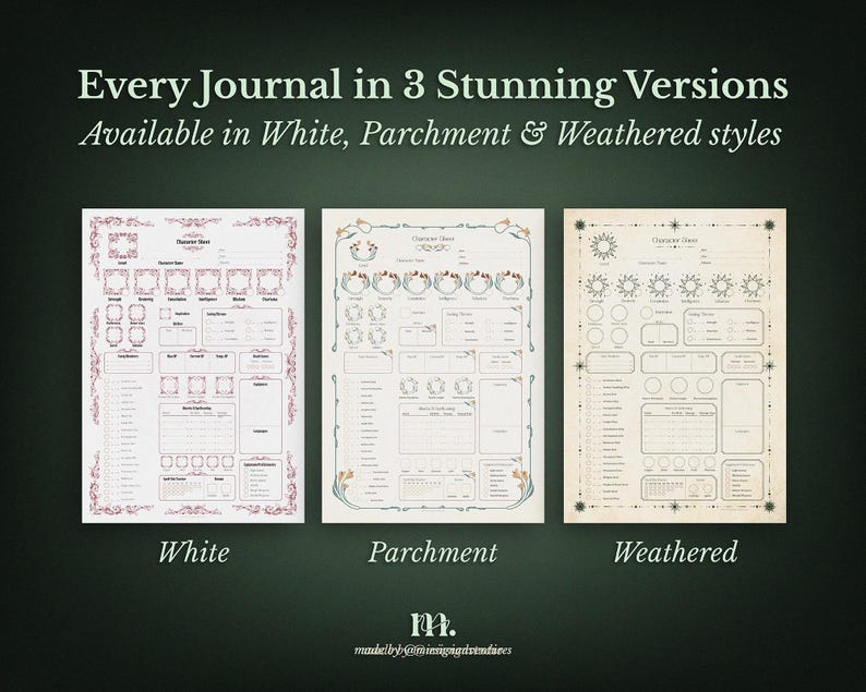 Dnd 5e Character Sheet Journal Bundle Printable, Dnd Character Sheets ...