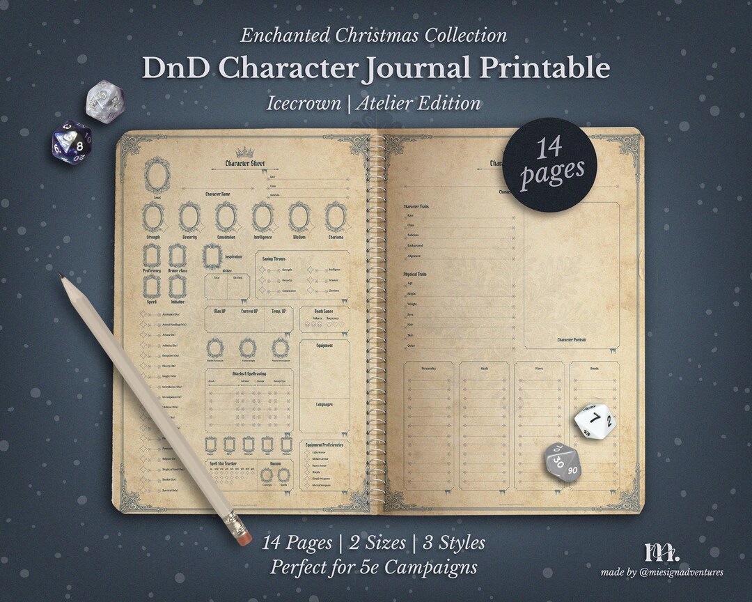 Dnd 5e Character Journal Printable | RPG Sheets and Fantasy TTRPG PDF ...