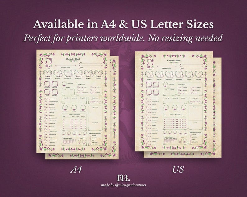 Dnd 5e Character Sheet Printable | Sugar Plum Fairy Dream Waltz Edition ...