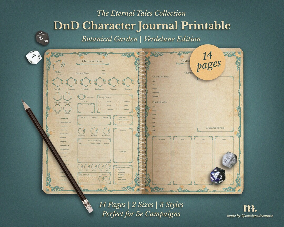 Dnd 5e Character Journal Printable | Sheets and Fantasy TTRPG PDF ...