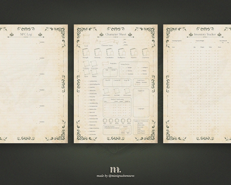 Dnd 5e Character Journal Printable | RPG Sheets and Fantasy TTRPG PDF ...