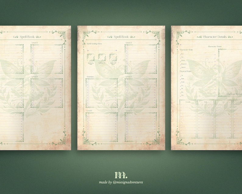 Dnd 5e Character Journal Printable | Whimsical Emerald Edition ...