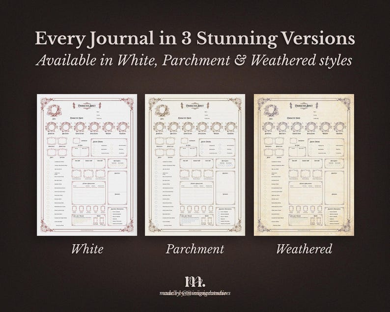 Dnd 5e Character Journal Bundle | Printable RPG Sheets Fantasy TTRPG PDF Eldareth Morvaryn ...
