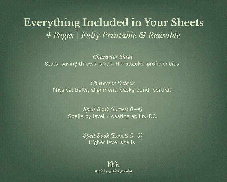 Dnd 5e Character Sheet Printable | RPG PDF | Emerald | Fantasy TTRPG Character Sheets | Tabletop ...