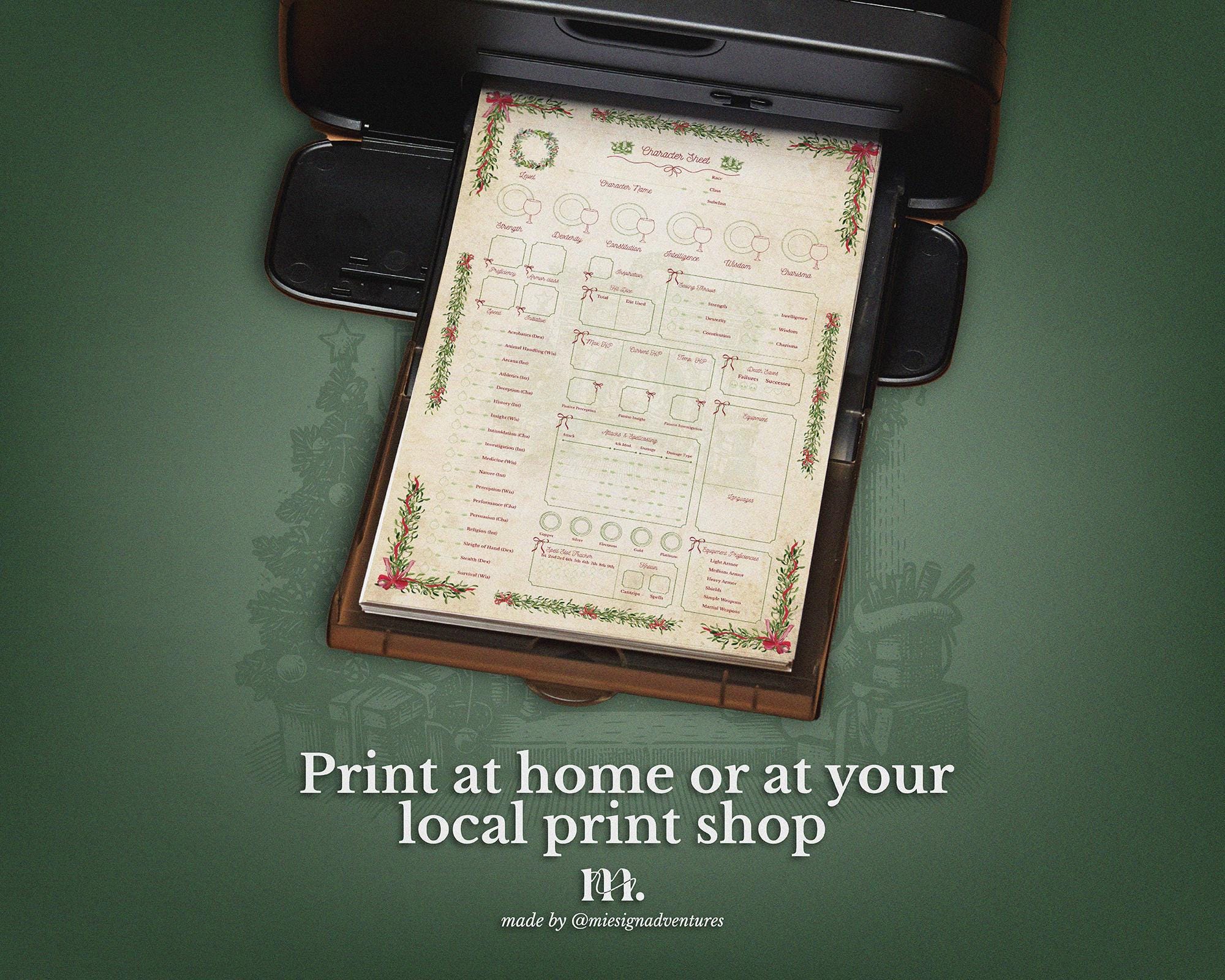 Dnd Character Sheet Printable | Enchanted Christmas Collection | Winter ...
