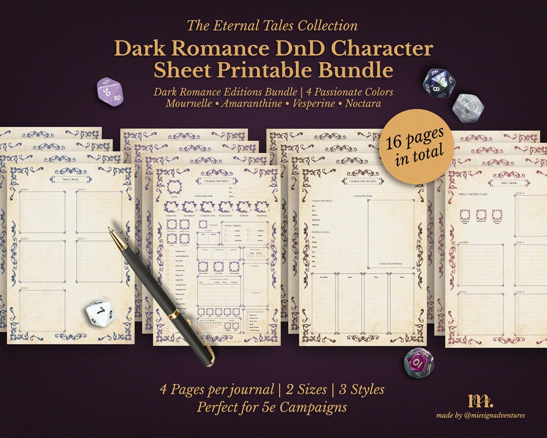 Dnd 5e Character Sheet Bundle | Printable RPG Sheets and Fantasy TTRPG ...
