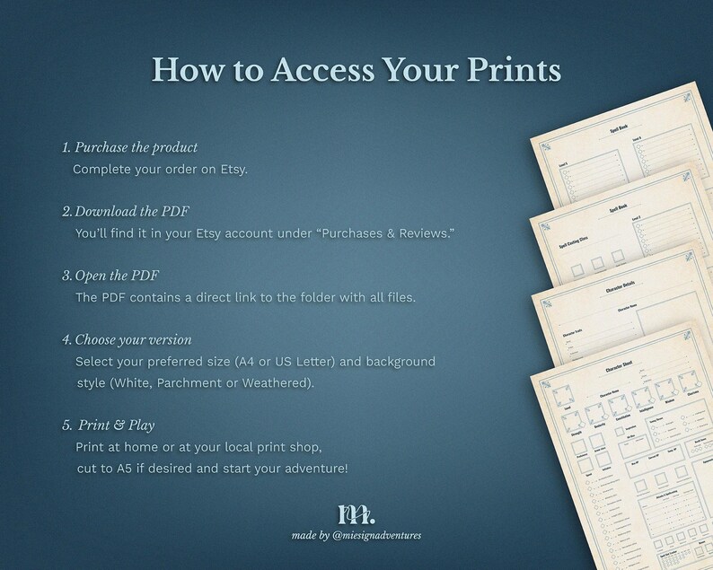 Dnd 5e Character Sheet Printable | 4 Page RPG Set Fantasy | A4 & US ...