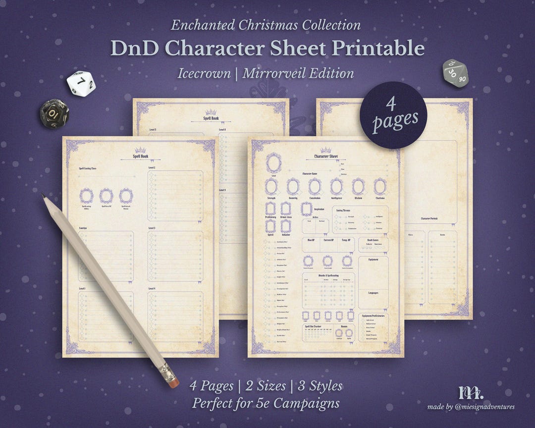 Dnd Character Sheets Printable Campaign | Icecrown Mirrorveil Edition ...
