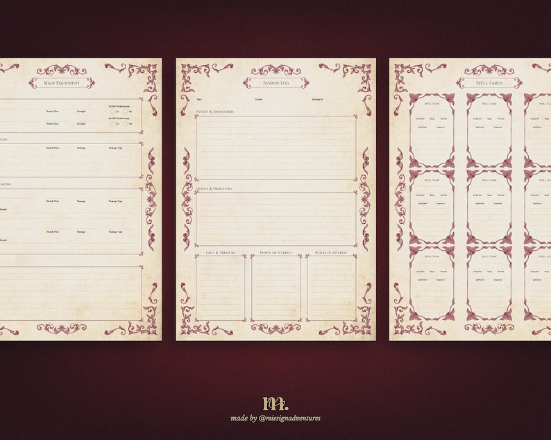 Dark Romance Dnd 5e Character Sheet Journal Printable | Mournelle ...