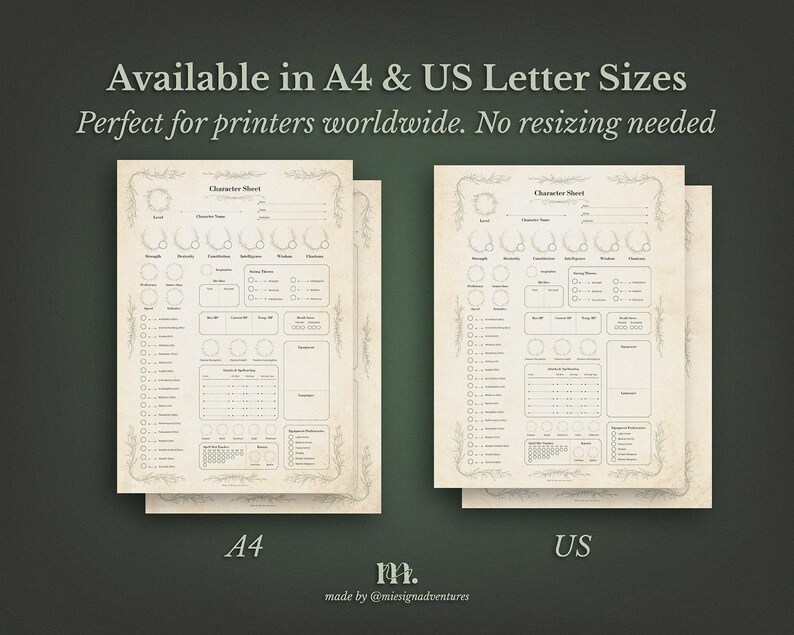 Dnd 5e Character Sheet Printable | Snowdrop Bulb Edition | Dungeons ...