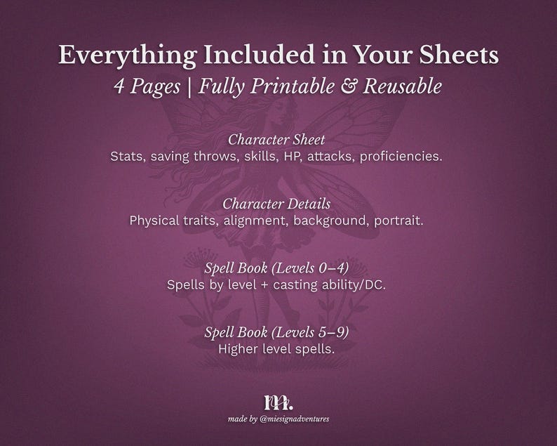 Dnd 5e Character Sheet Printable | Sugar Plum Fairy Dream Waltz Edition ...