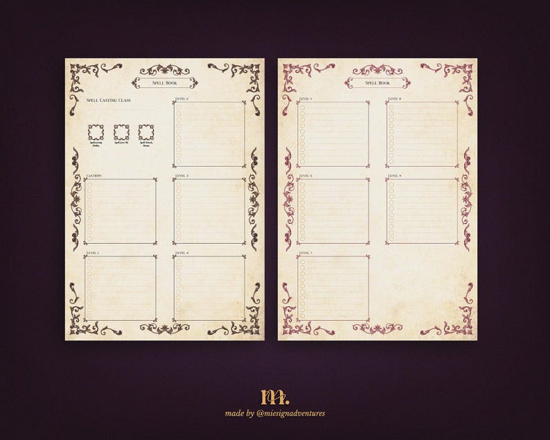 Dnd 5e Character Sheet Bundle | Printable RPG Sheets and Fantasy TTRPG ...