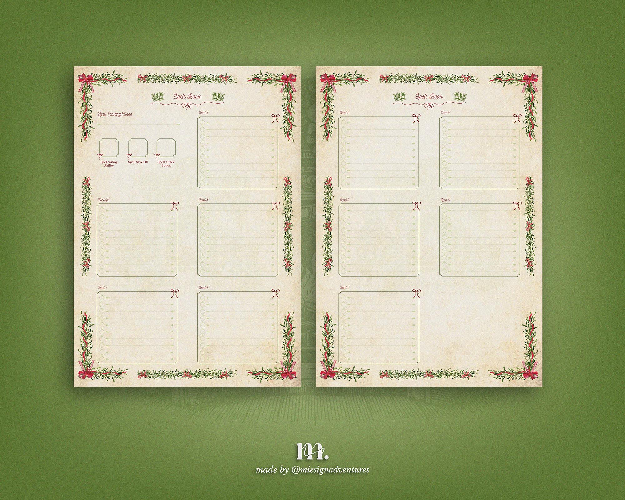 Dnd 5e Character Sheet Printable | Enchanted Christmas Winter Feast ...