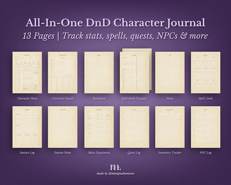 Dnd 5e Character Journal Printable | RPG Sheets and Fantasy TTRPG PDF ...