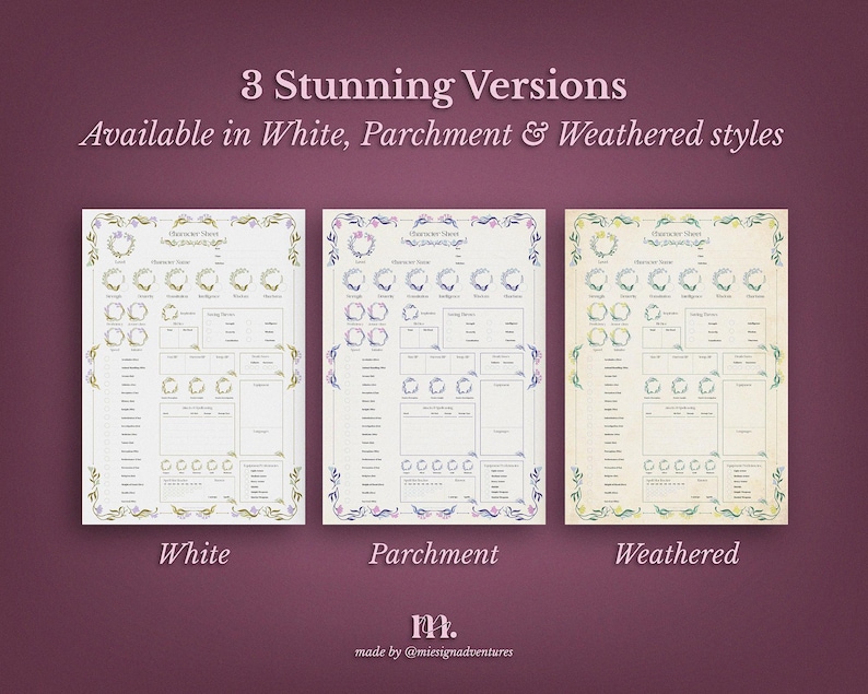 Dnd 5e Character Sheet Bundle Printables | Printable Flower Fantasy ...