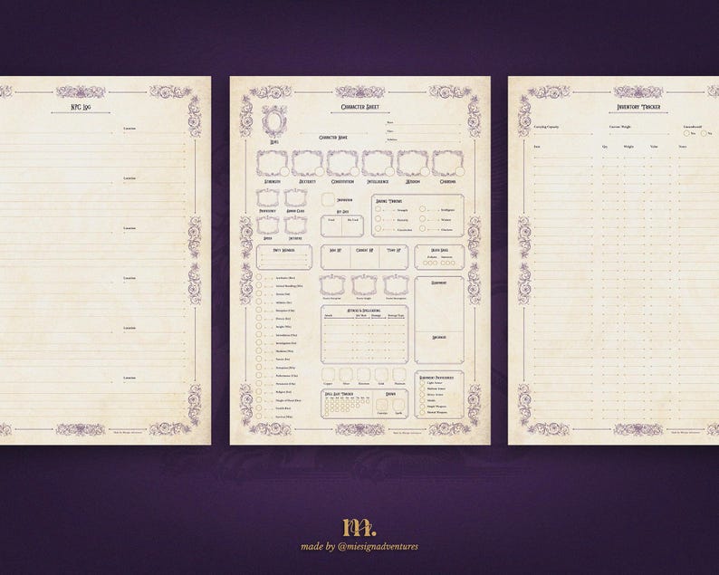 Dnd 5e Character Journal Printable | RPG Sheets Fantasy TTRPG PDF ...