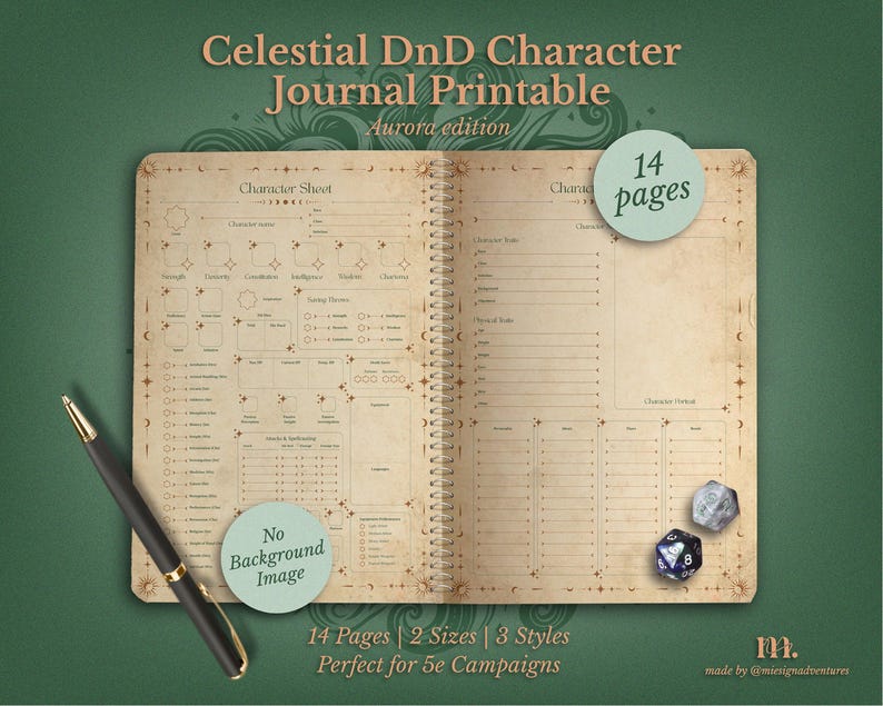 Dnd 5e Character Journal Printable | RPG Sheets and Fantasy TTRPG PDF ...