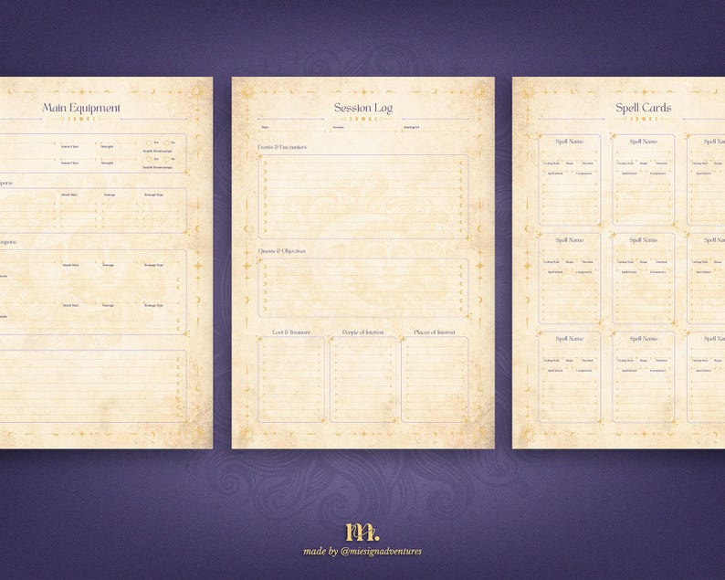 Dnd 5e Character Journal Printable Sheet | Celestial Starlight Edition ...