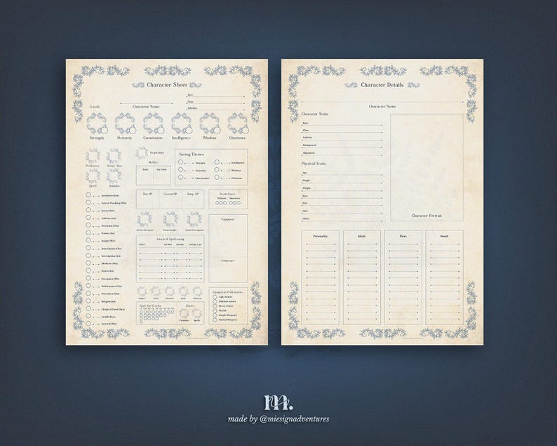 Dnd 5e Character Sheet Printable | Enchanted Winter Collection ...