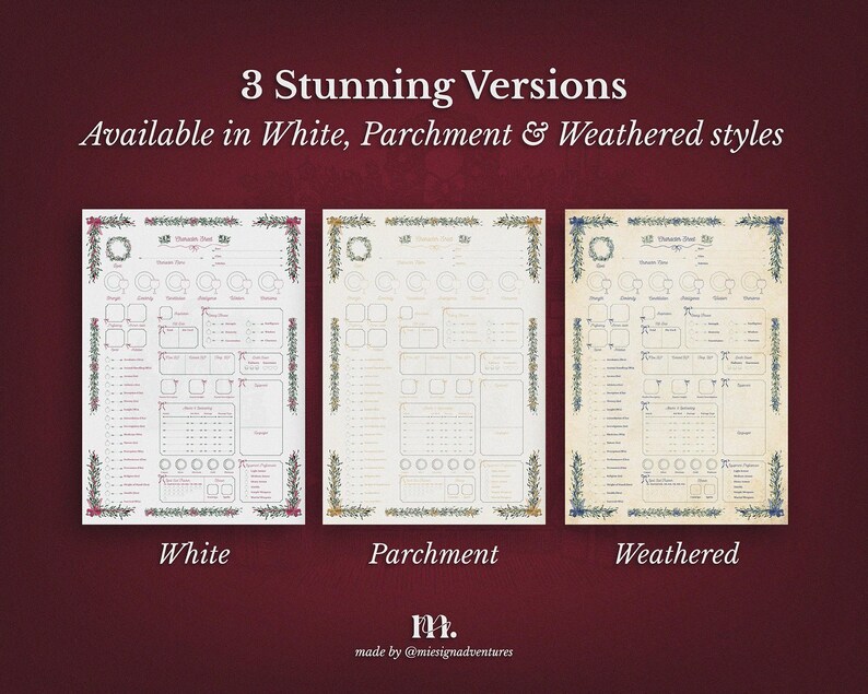 Dnd 5e Character Sheet Bundle Printables | Enchanted Christmas ...