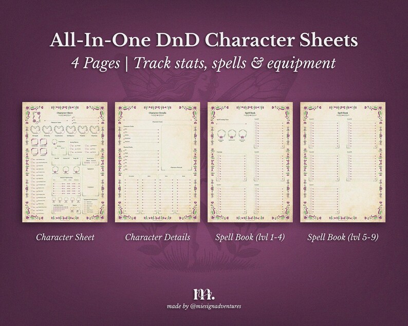 Dnd 5e Character Sheet Printable | Sugar Plum Fairy Dream Waltz Edition ...
