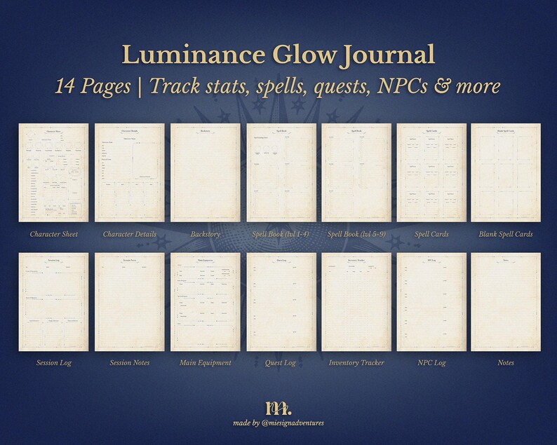 Winter Dnd 5e Character Sheet Mixed Journal Bundle Printable ...