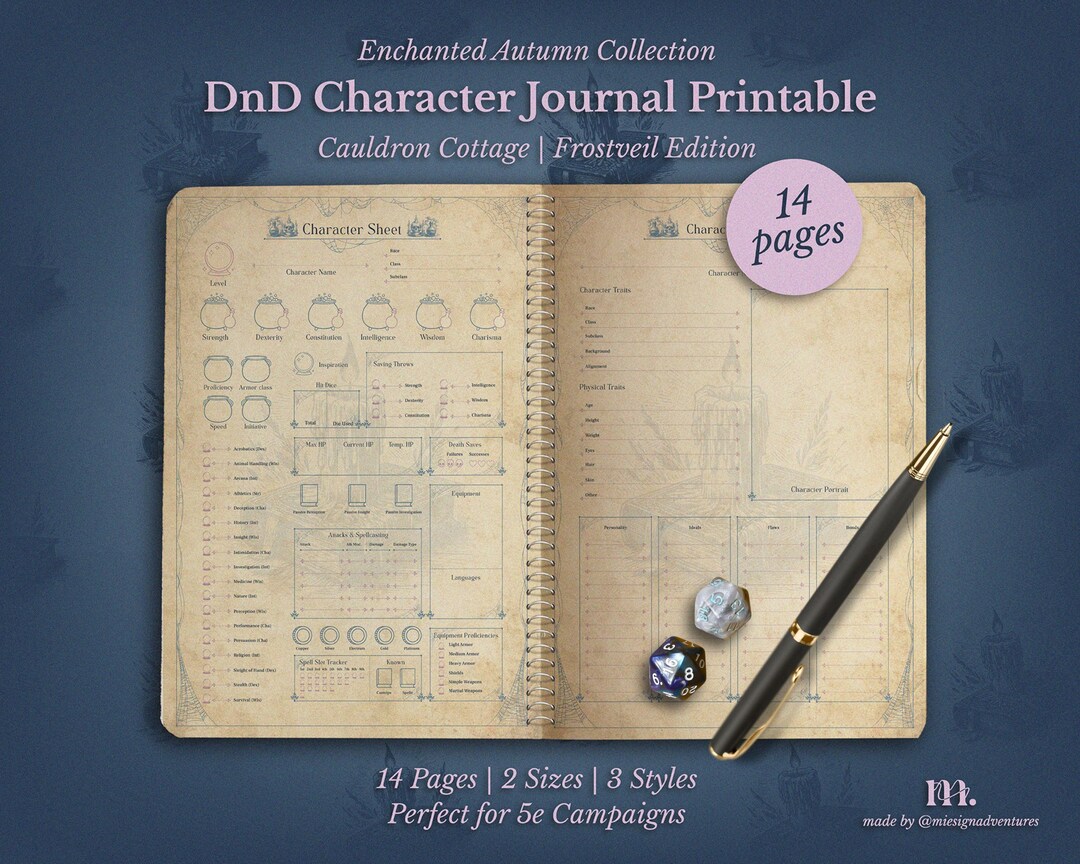Dnd 5e Character Journal Printable | Sheets and Fantasy TTRPG PDF ...