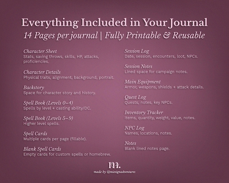 Dnd 5e Character Journal Bundle | Printable RPG Sheets Fantasy TTRPG PDF Auralisse Elowine ...