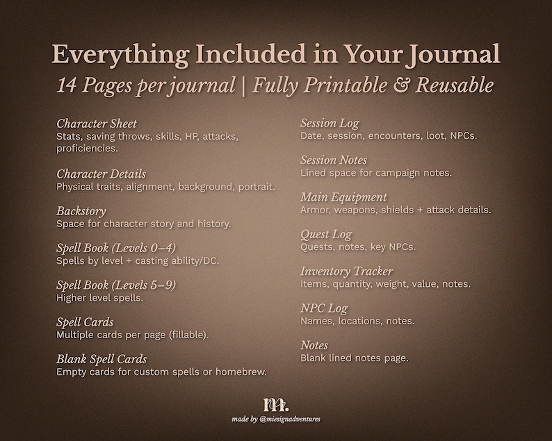 Whimsical Dnd 5e Character Sheet Journal Bundle Printables | RPG PDF ...