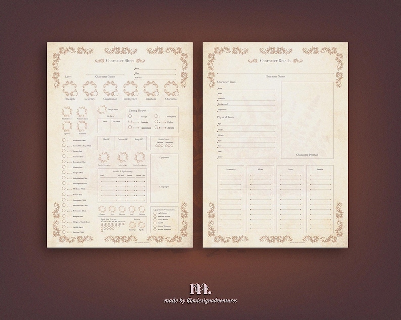 Dnd 5e Character Sheet Printable | Enchanted Winter Collection ...