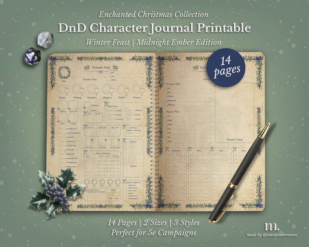 Dnd 5e Character Journal Printable | Sheets and Fantasy TTRPG PDF ...