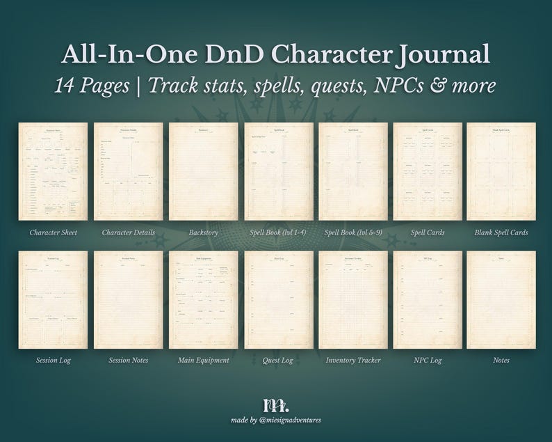 Dnd 5e Character Journal Printable | RPG Sheets and Fantasy TTRPG PDF ...