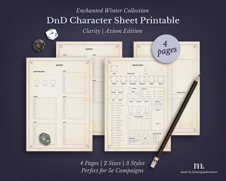 Dnd 5e Character Sheet Printable | Clarity Axiom Edition | Dungeons ...
