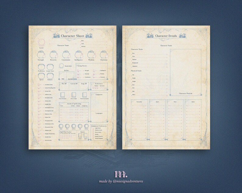 Dnd 5e Character Sheet Printable | Cauldron Cottage Frostveil Edition ...