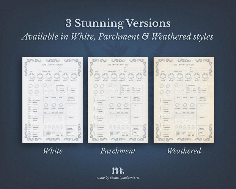 Dnd 5e Character Sheet Printable | Enchanted Winter Collection ...