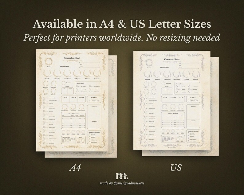 Dnd 5e Character Sheet Bundle | Printable RPG Sheets and Fantasy TTRPG ...
