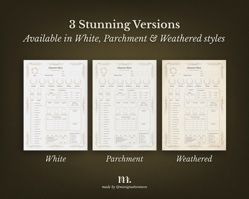 Dnd 5e Character Sheet Bundle | Printable RPG Sheets and Fantasy TTRPG ...