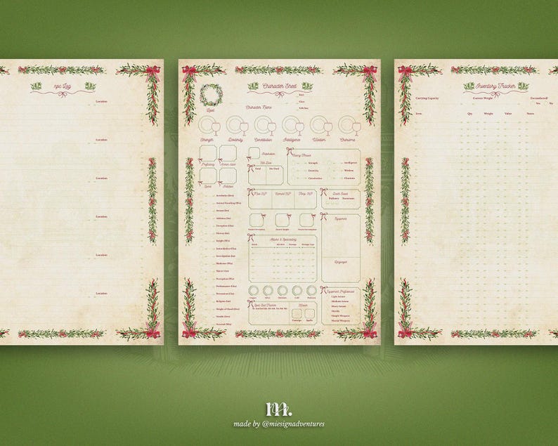 Dnd 5e Character Sheet Journal Printable | Winter Feast Velvet Toast ...