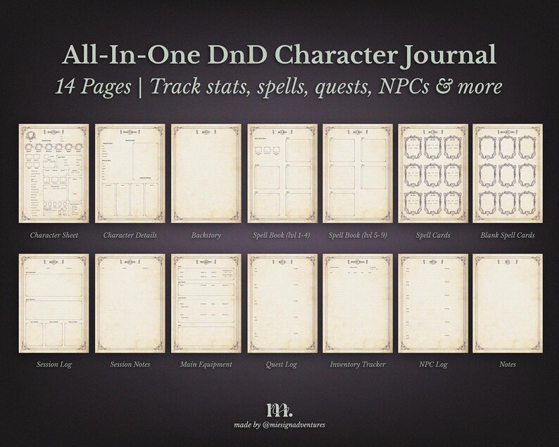 Dnd 5e Character Journal Printable | RPG Sheets and Fantasy TTRPG PDF ...