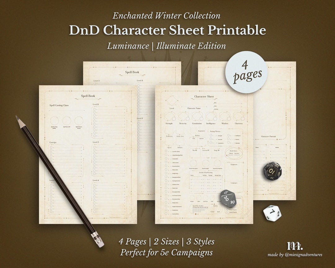 Dnd 5e Character Sheet Printable | Luminance Illuminate Edition ...