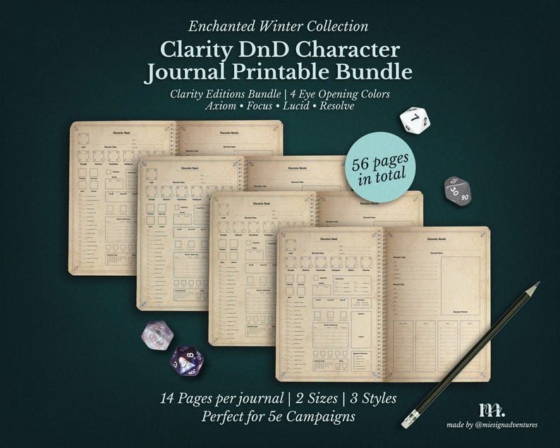 Dnd 5e Character Journal Bundle Printable | RPG Sheets Fantasy TTRPG ...