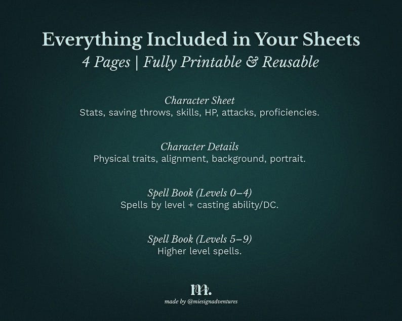 Dnd 5e Character Sheet Bundle | Printable RPG Sheets and Fantasy TTRPG ...