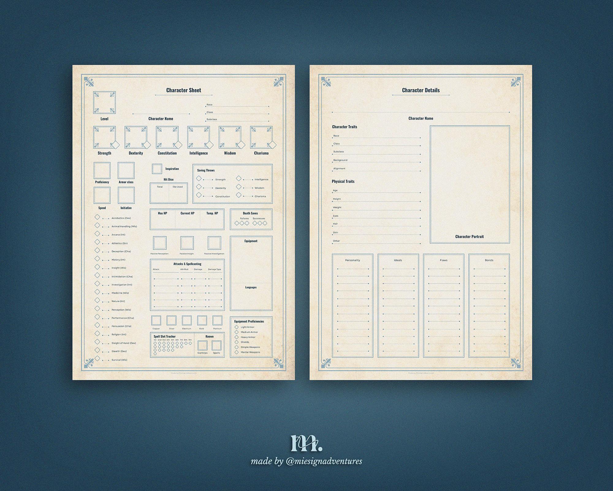 Dnd 5e Character Sheet Printable | Clarity Lucid Edition | Dungeons ...