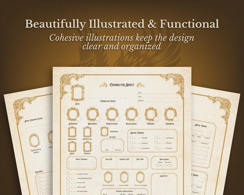 Dnd 5e Character Sheet Journal Printable | Flame Phoenix Ember Edition ...