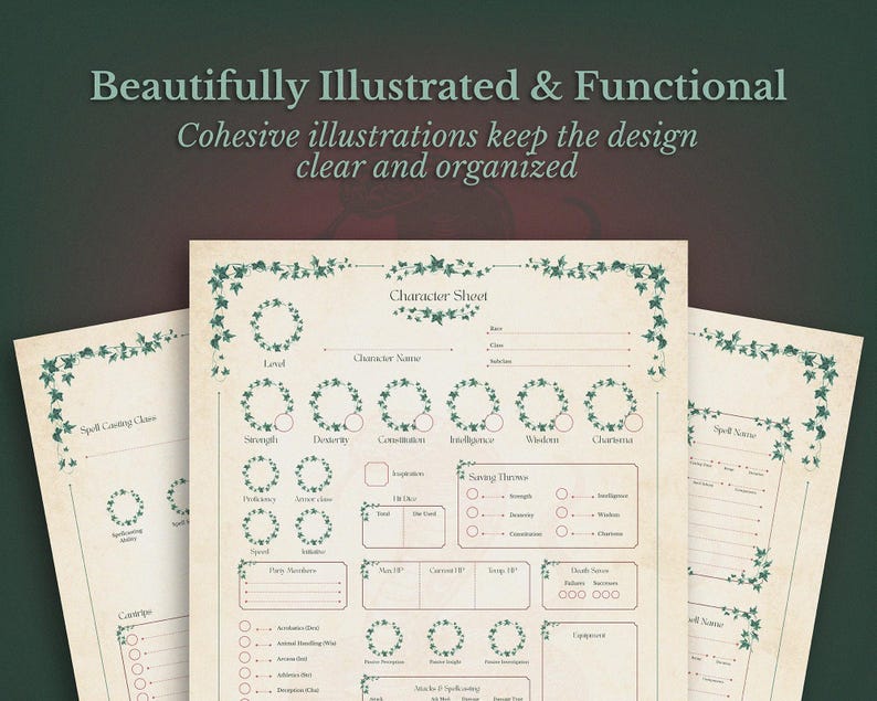 Dnd 5e Character Sheet Journal Printable | Poison Ivy Vines Edition ...