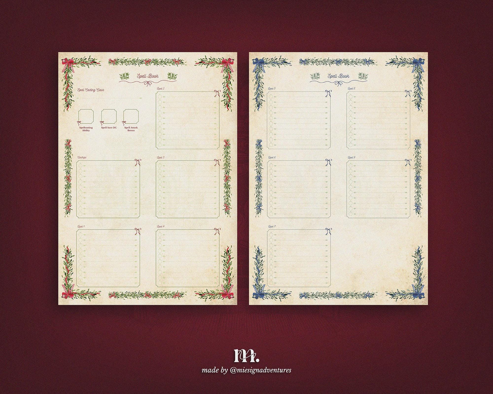 Dnd 5e Character Sheet Printable Bundle | Enchanted Christmas ...
