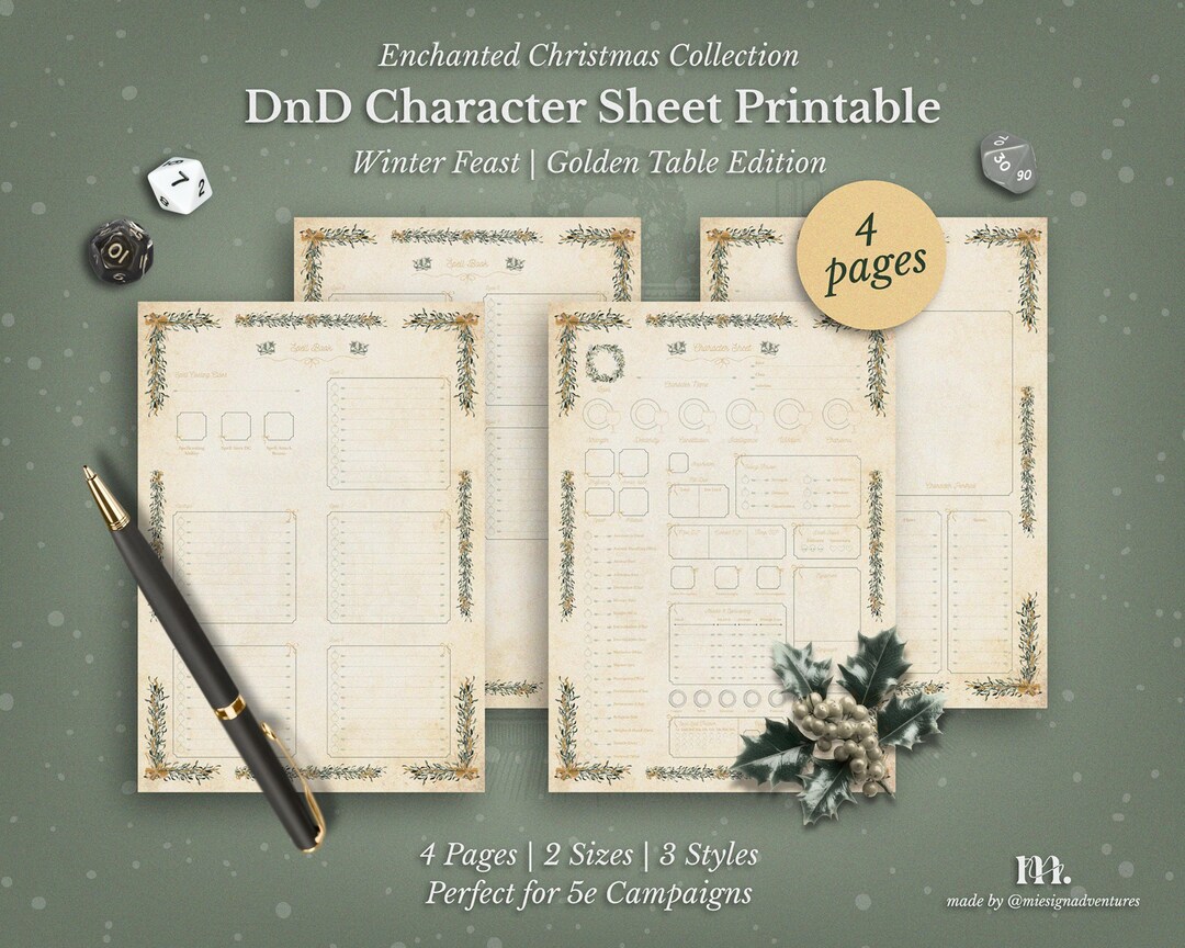 Dnd 5e Character Sheet Printable | Winter Feast Midnight Ember Edition ...