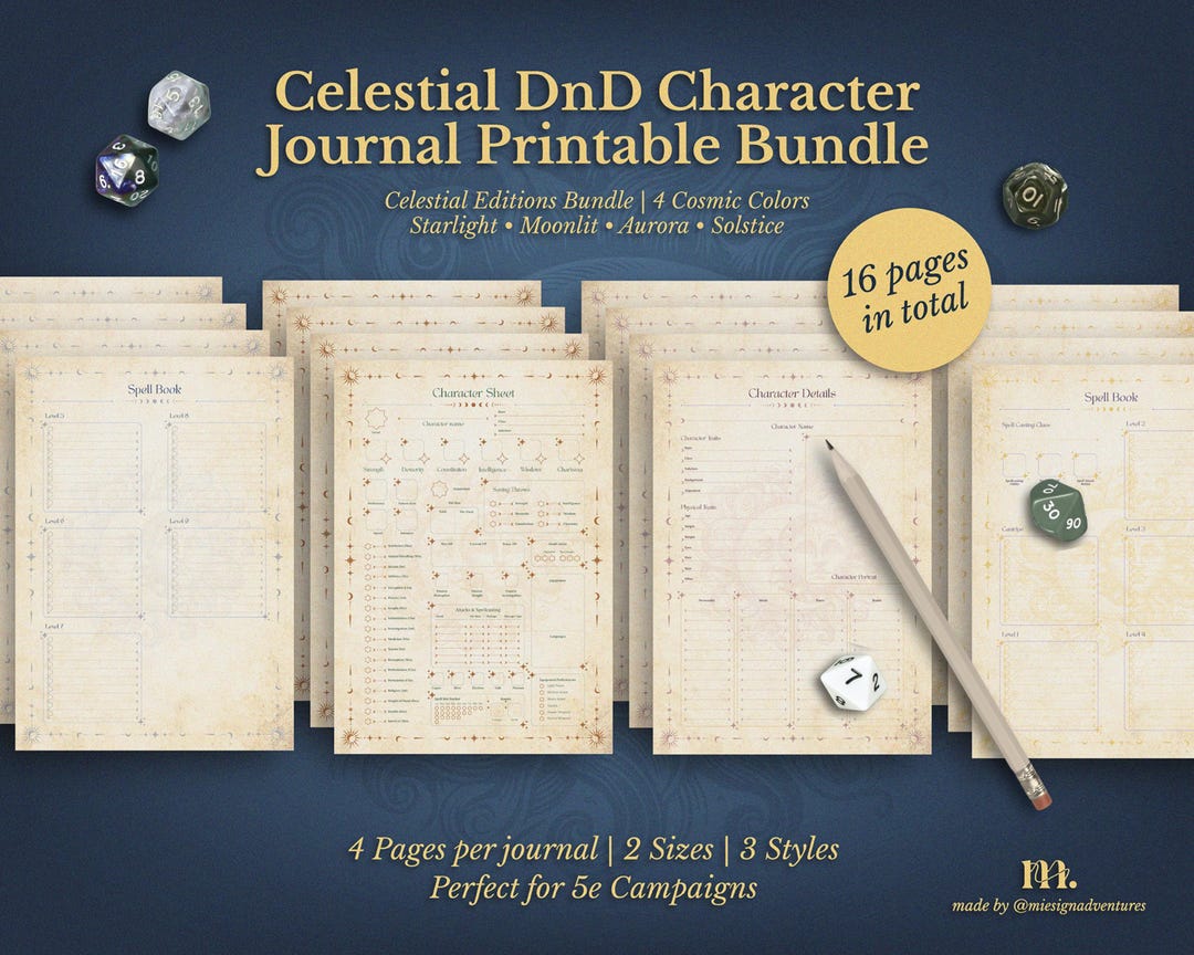 Celestial Dnd 5e Character Sheet Bundle Printable | Printable RPG PDF ...