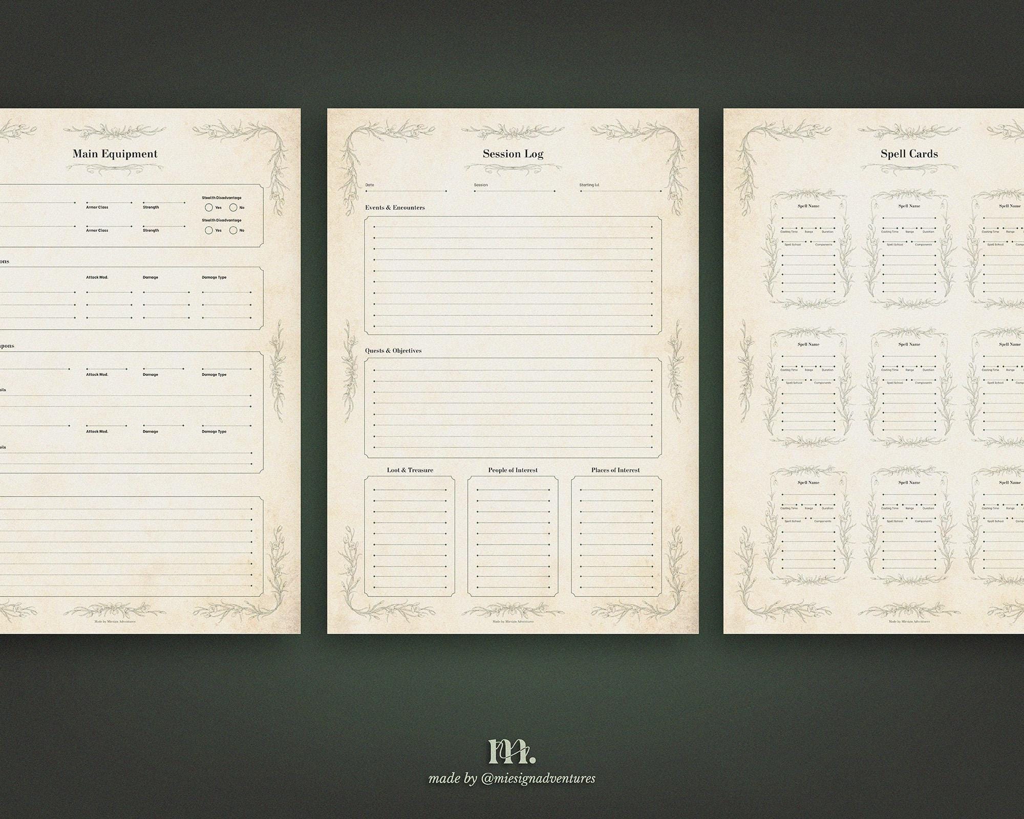Dnd 5e Character Sheet Journal Printable | Snowdrop Bulb Edition ...
